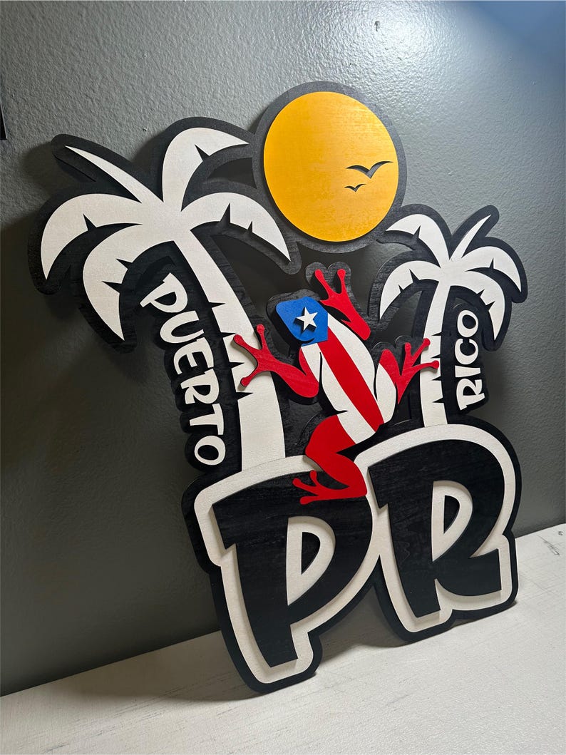 Puerto Rico Two Palms & Coqui Custom Artwork Laser Cut Ready Svg ...