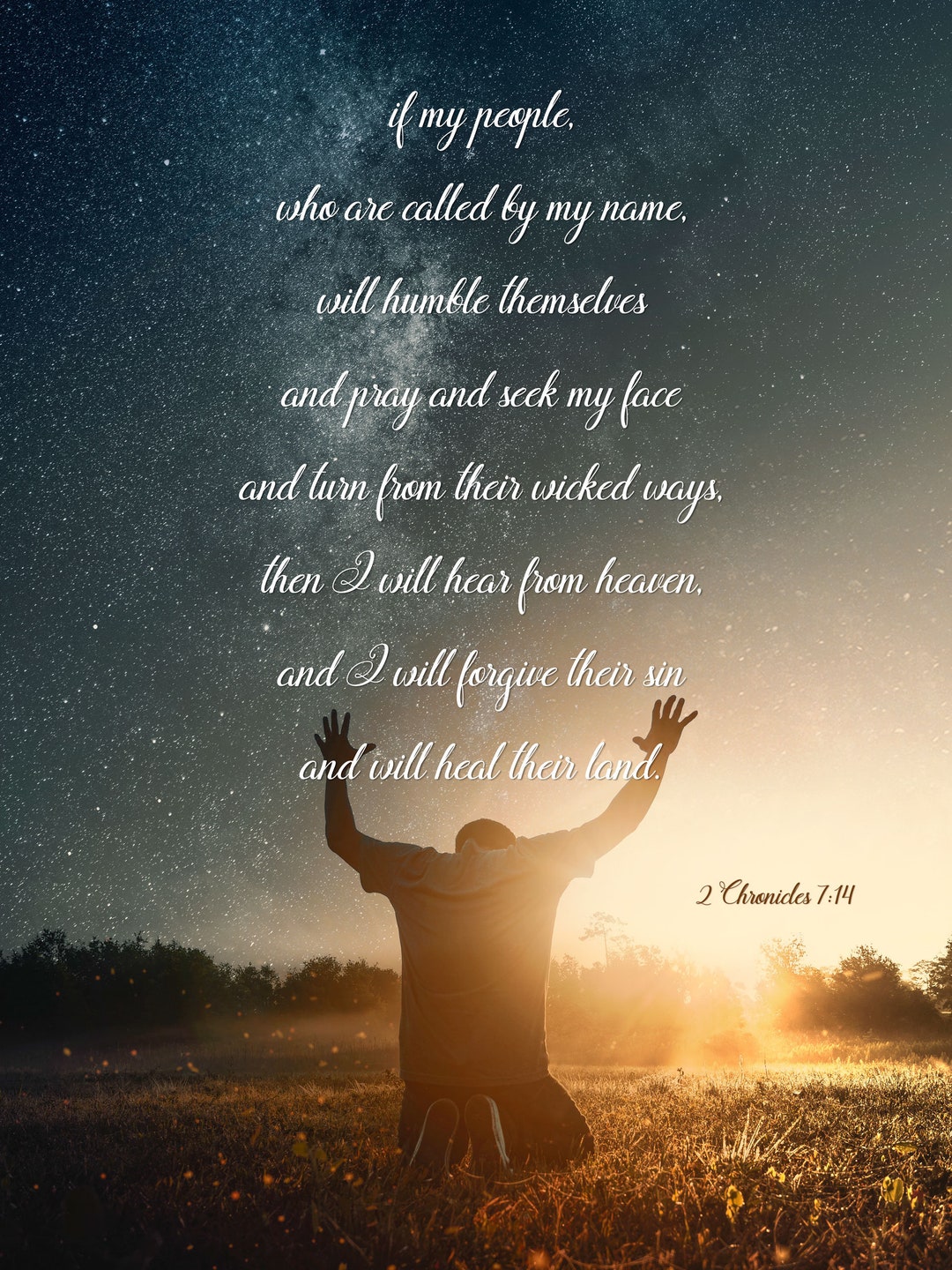 Prayer Art About 2 Chronicles 7:14 Bible Verse. Print Poster. - Etsy