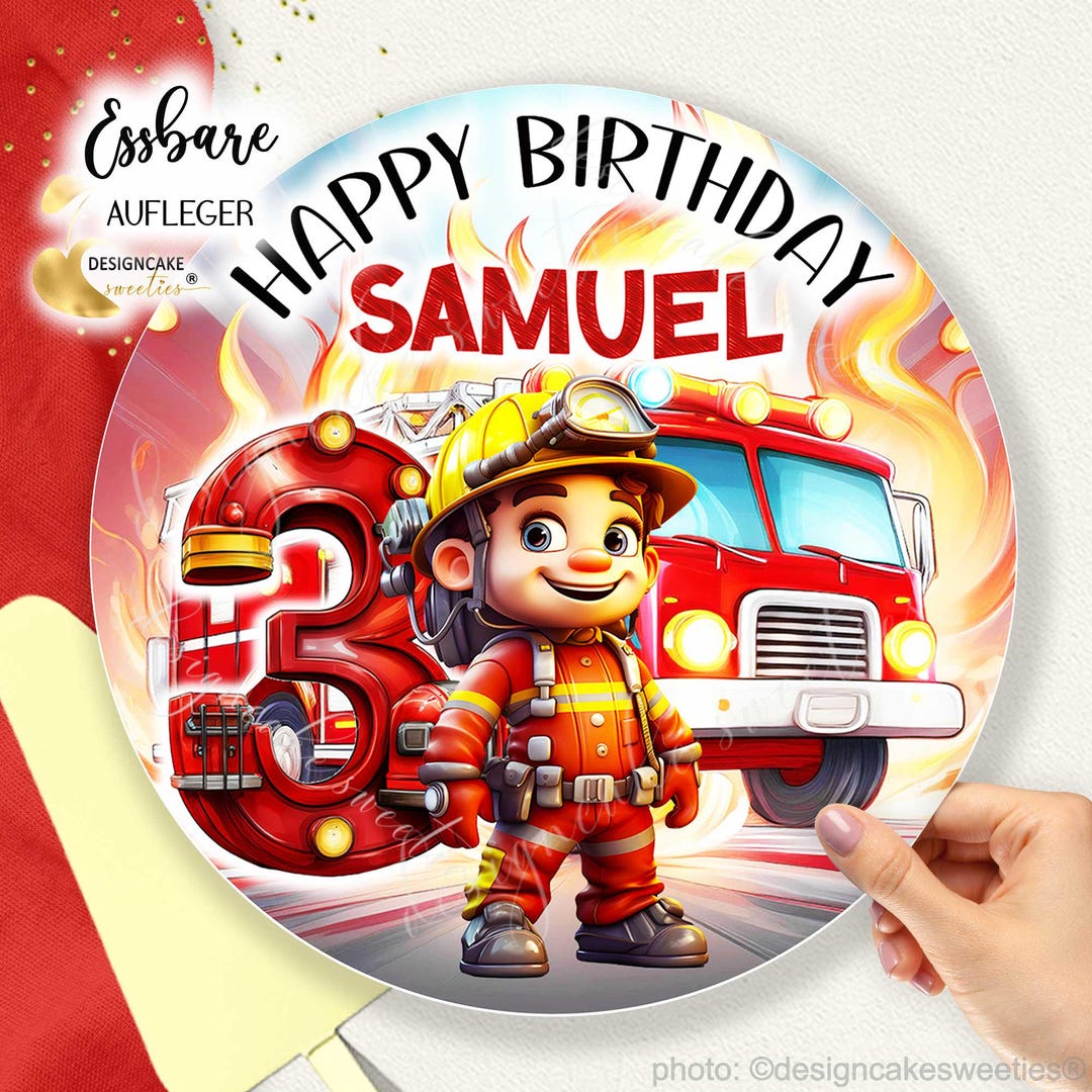 Buy Cake Topper FIRE DEPARTMENT Birthday Boy Fondant Cake Decoration ...