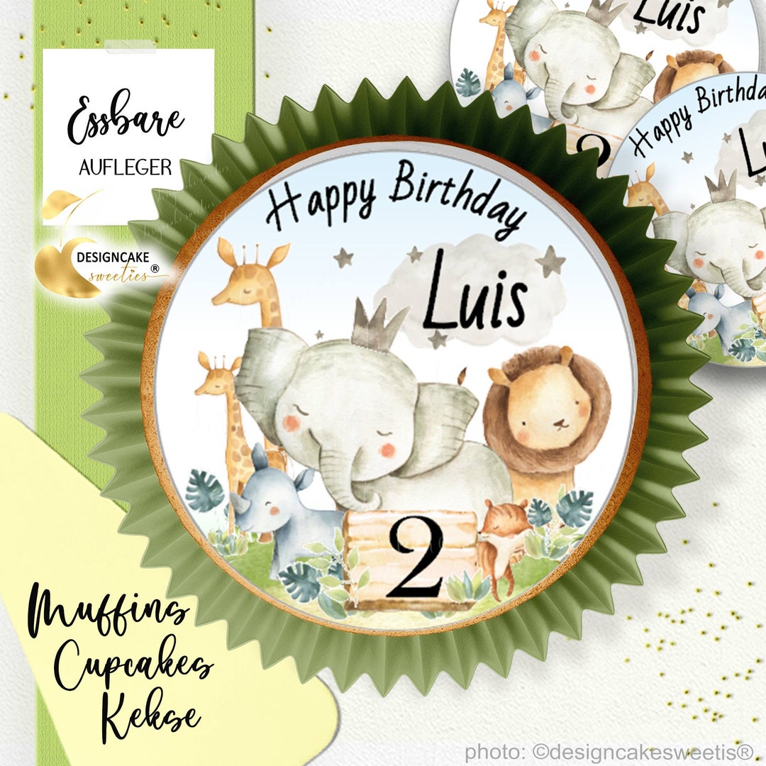 Muffin Topper Cupcake Topper SAFARI Jungle Birthday Child Boy ...