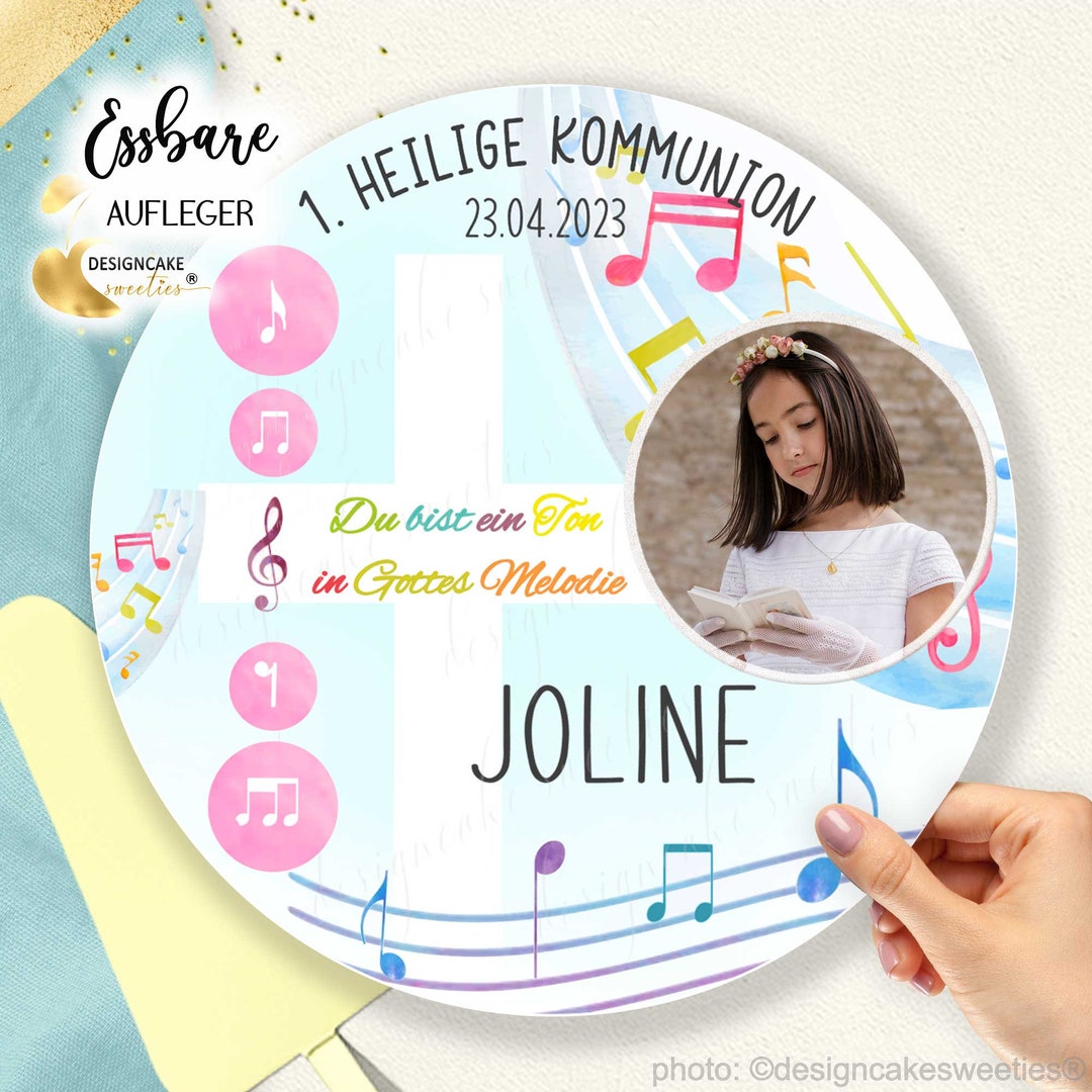 Cake Topper Communion GOD'S MELODY Photo Girl Fondant Confirmation ...