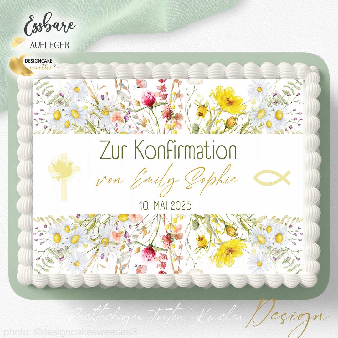 Cake Topper CONFIRMATION Rectangular Personalized Girl Cake Topper ...
