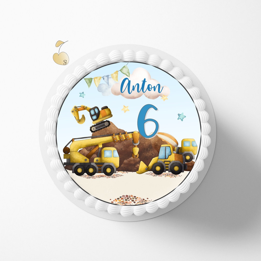 Tortenaufleger Geburtstag BAGGER Baustelle Fondant für Jungen ...