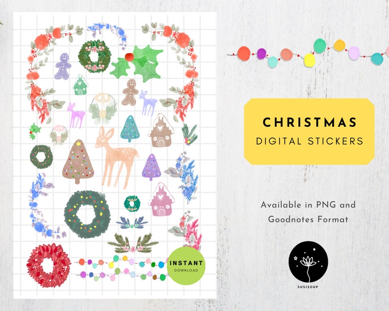 Christmas Digital Stickers for Digital Planners Holiday | Etsy