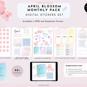 Goodnotes Stickers, Spring Sticker Bundle for April, Decorate Digital ...