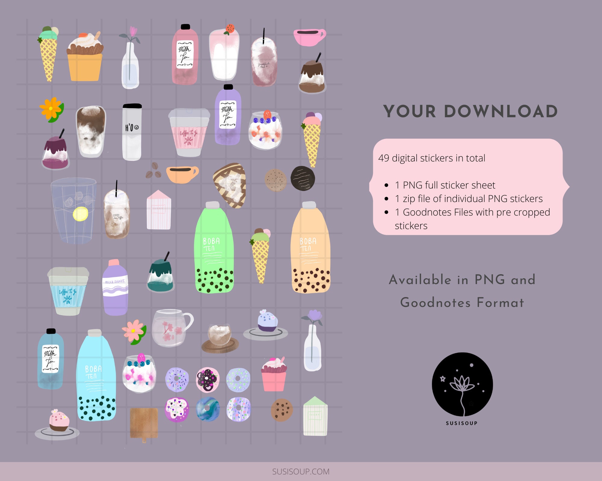 Digital Tea Stickers, Tea Digital Sticker Set, Digital Planner Stickers ...