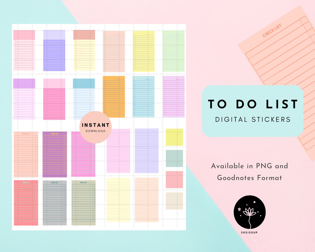 Digital Planner to Do List Stickers Set, Checklists for Goodnotes and ...