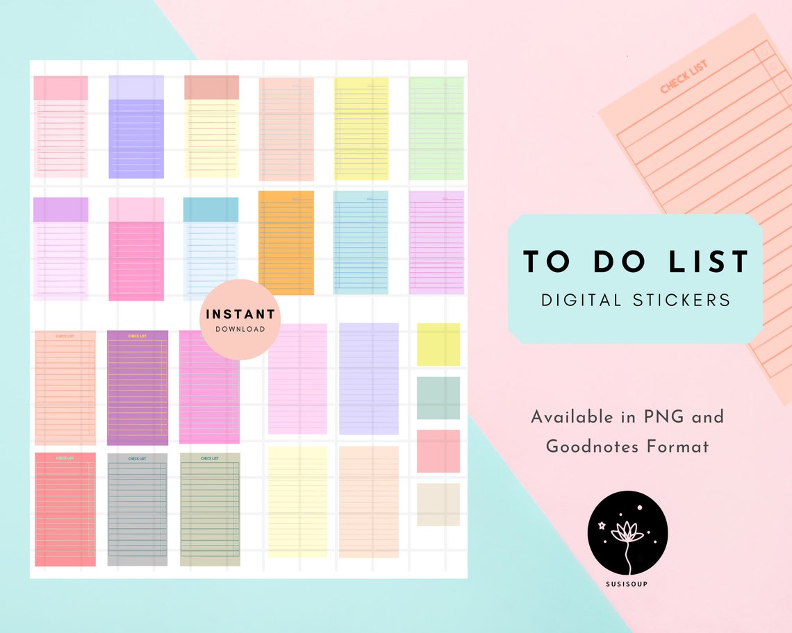 Digital Planner to Do List Stickers Set Checklists for - Etsy UK
