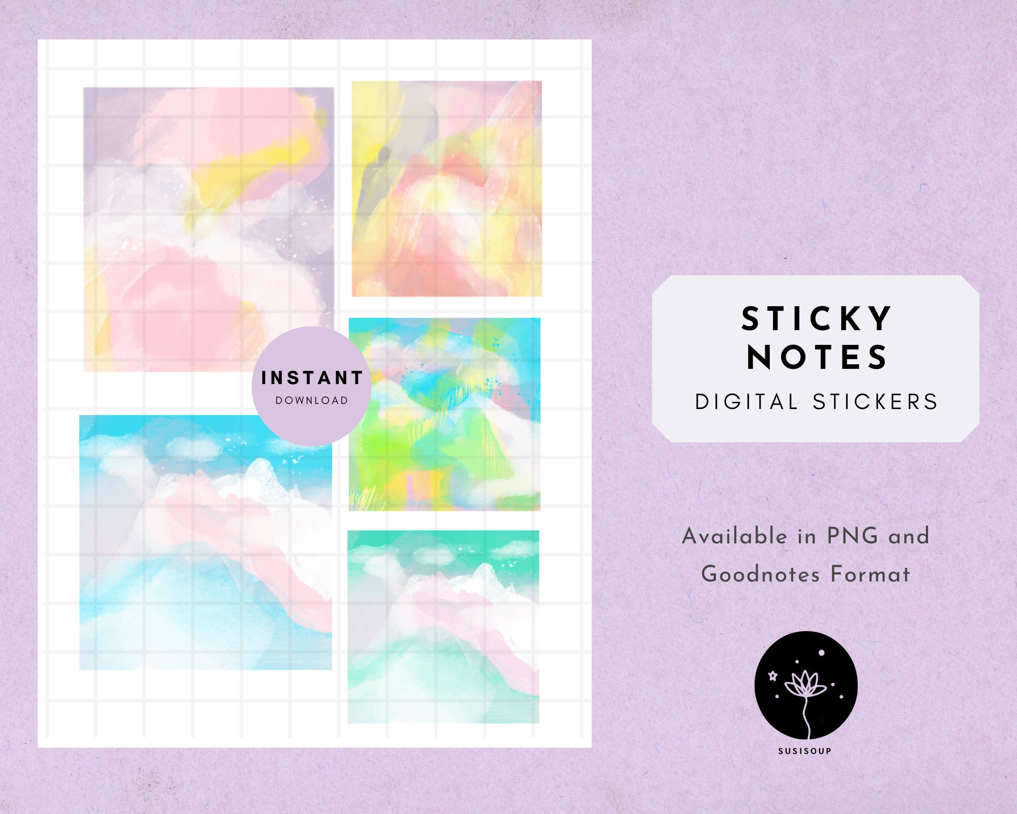 Digital Sticky Notes Abstract Pastel Painting for Digital - Etsy UK