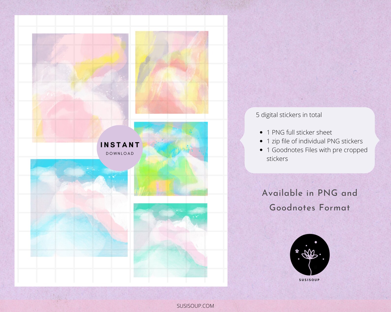 Digital Sticky Notes Abstract Pastel Painting for Digital - Etsy UK