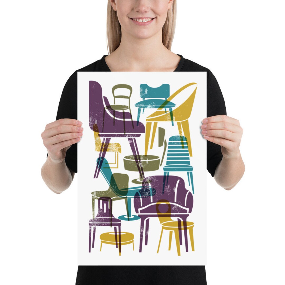 MCM Chairs #2 Retro Poster in MCM Fun Colors - Etsy