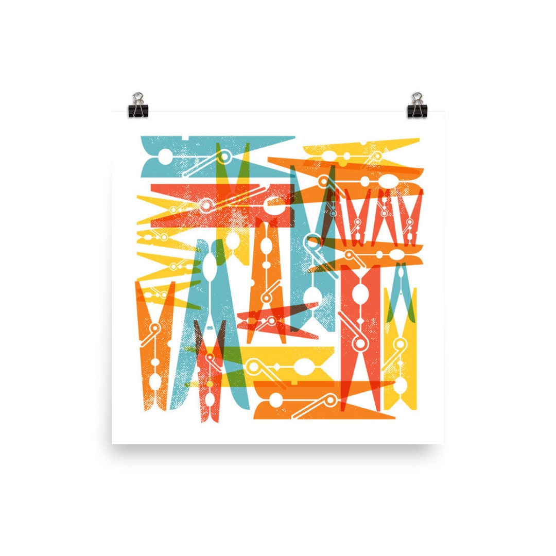 Laundry Clothespins Wall Art in Bright Colors Poster - Etsy
