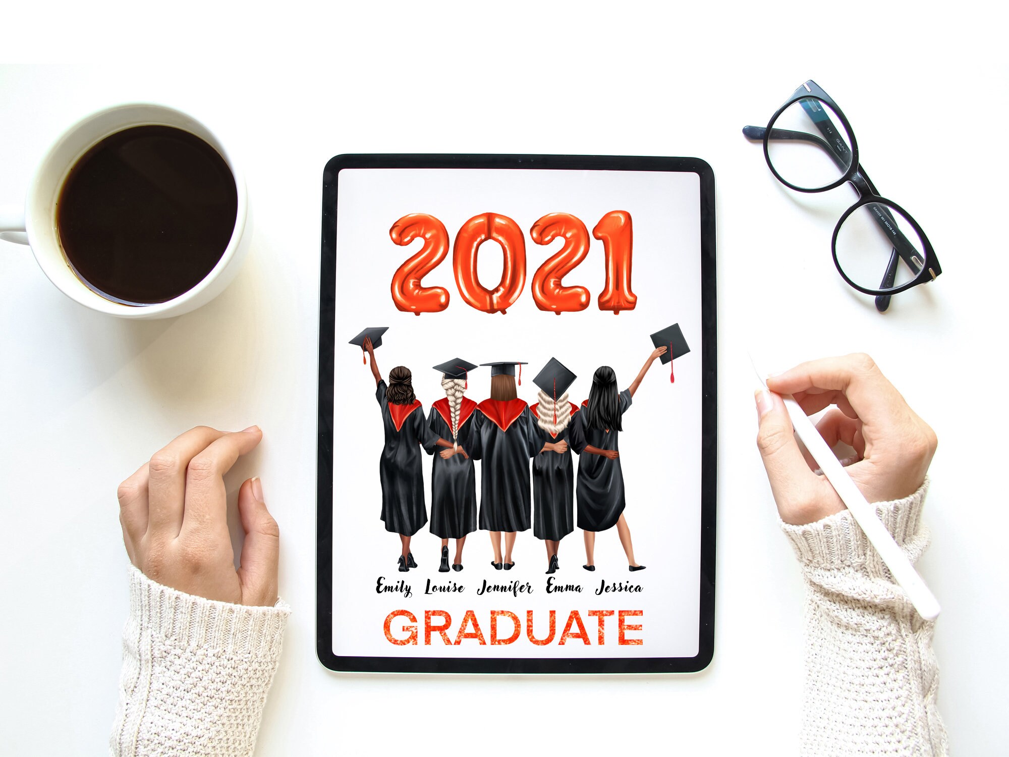 Graduation clip art high school graduation gift for her | Etsy