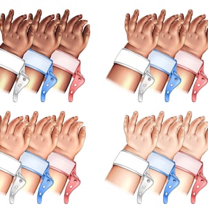 Newborn Baby Clip Art, Clip Art Hand With Tag, Daughter's or Son's ...