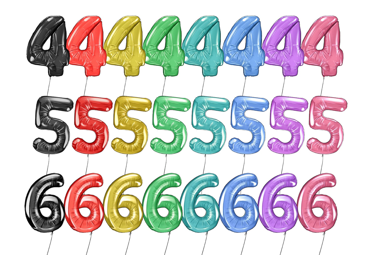 Balloons With Numbers Background Clipart Digital Instant - Etsy