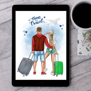 Travel Clipart, Road Trip Clip Art, Couple Clipart, Digital Instant ...