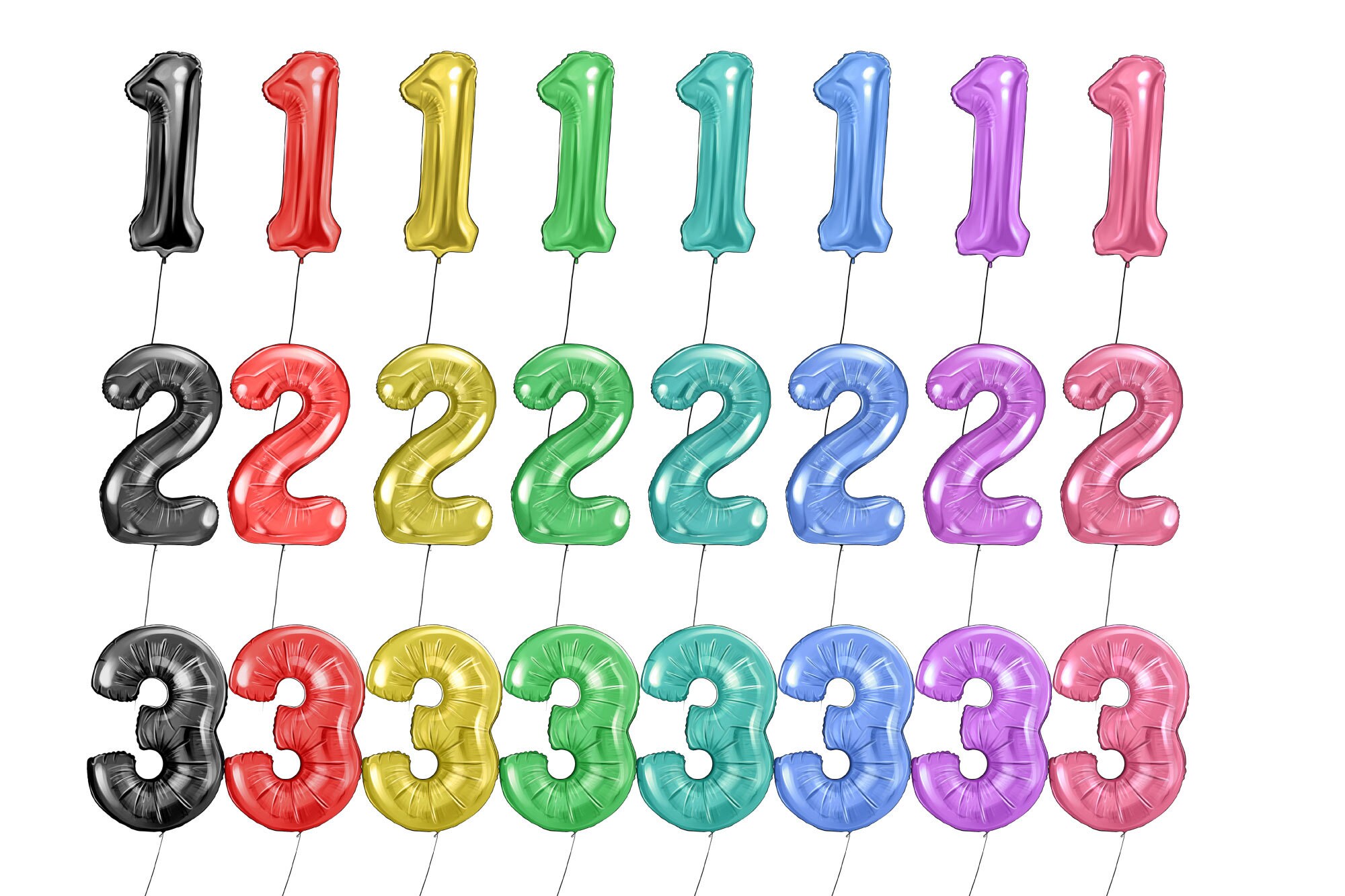 Balloons With Numbers Background Clipart Digital Instant - Etsy