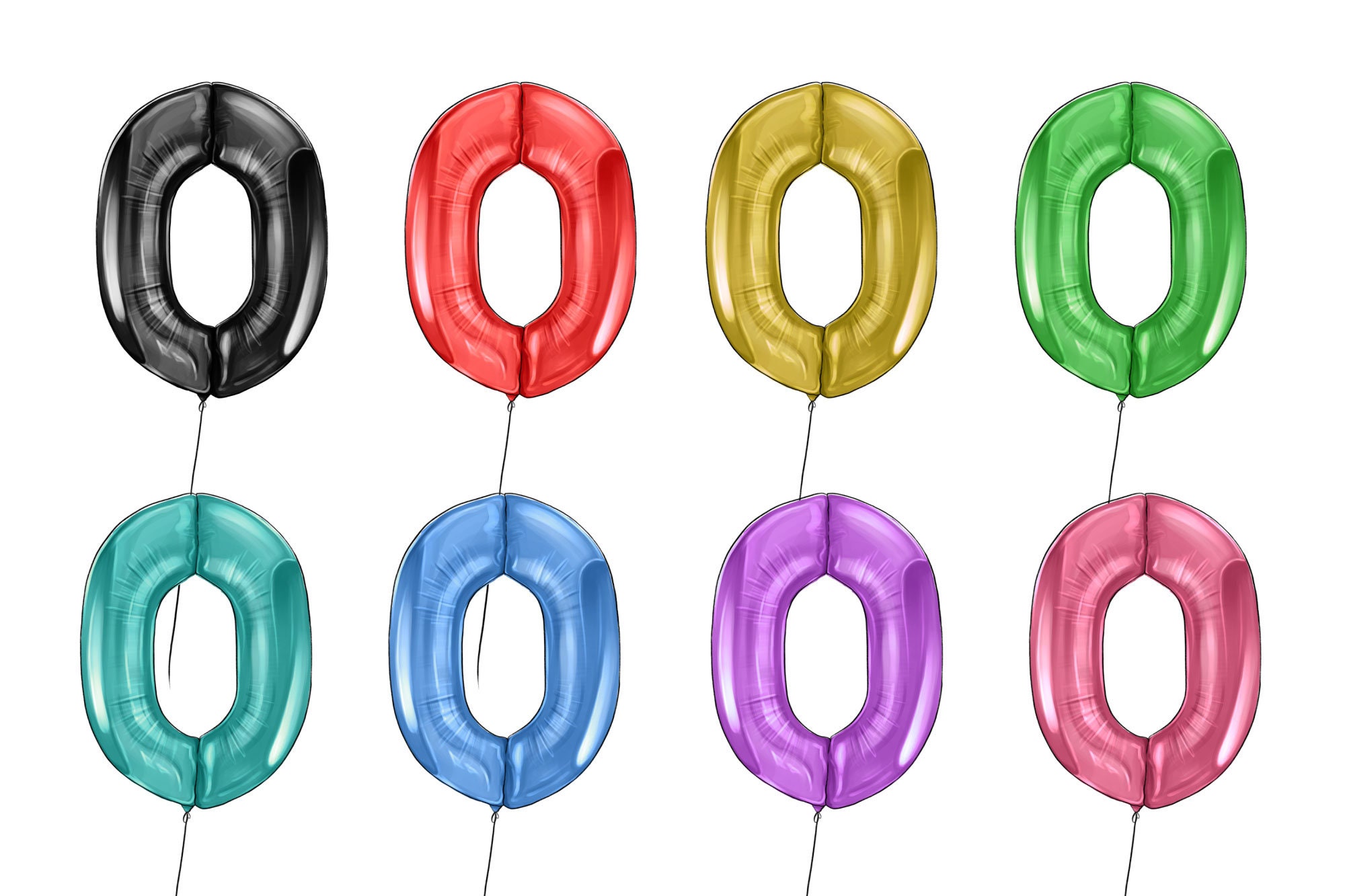 Balloons With Numbers Background Clipart Digital Instant - Etsy UK