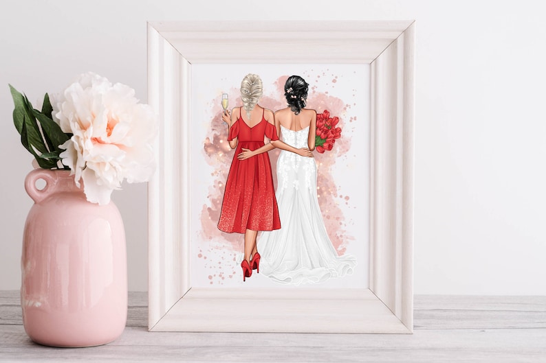 Bridesmaid Drawing,best Friend Clipart, Bridesmaid Proposal, Bridesmaid ...