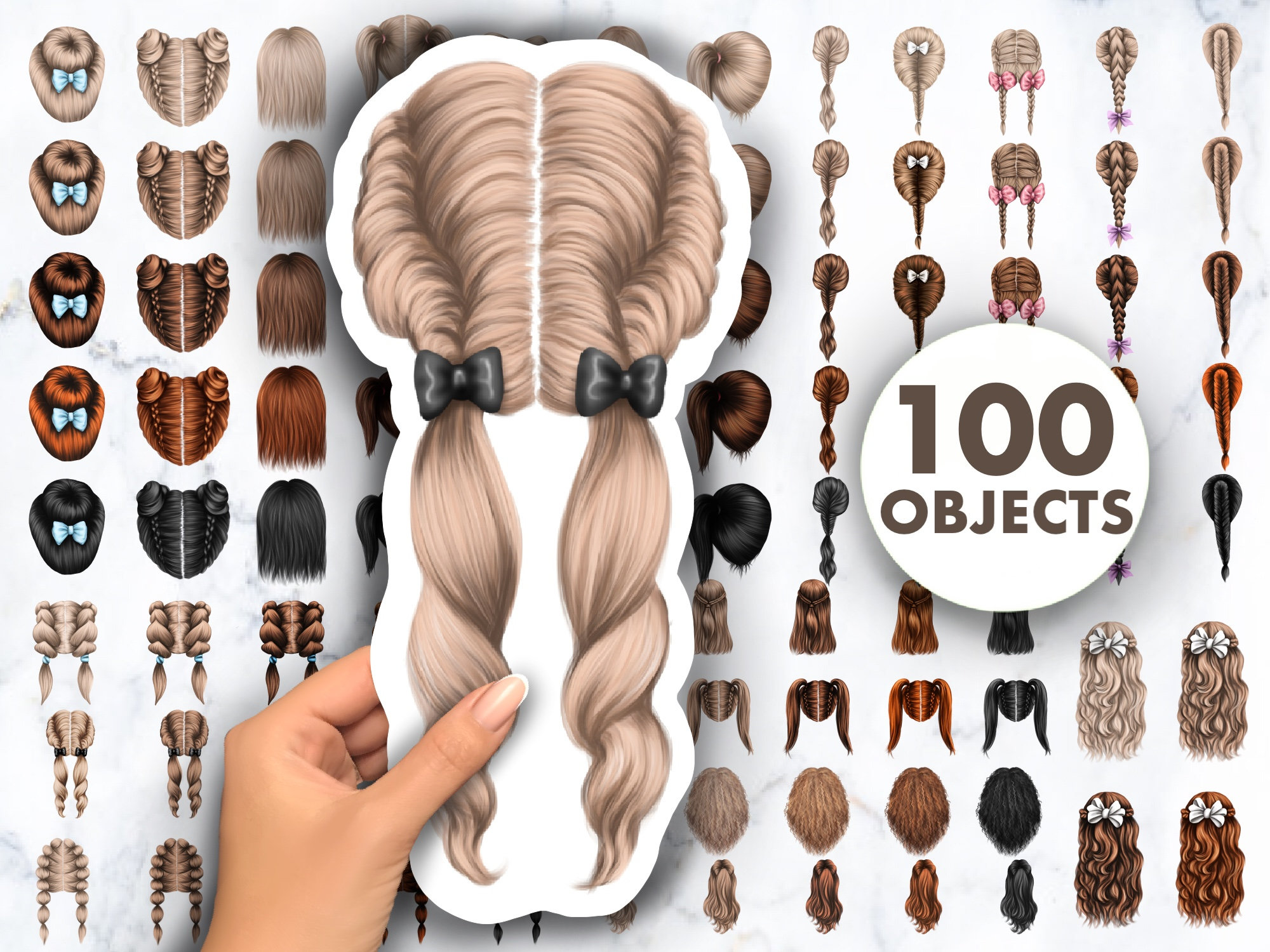 Hair Clipart Hair for Little Girls Kids Hairstyles Natural | Etsy UK