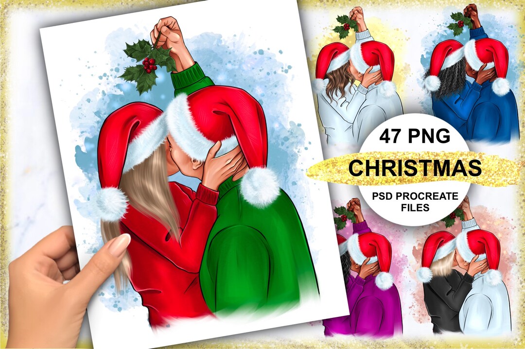 Christmas Couple Clipart, Family Clipart, Happy New Year 2023 and Merry ...