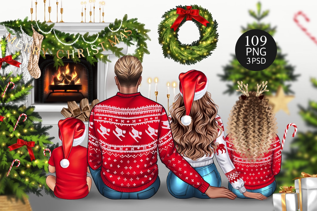 Christmas Family Clipart Family Clipart Happy New Year and - Etsy UK