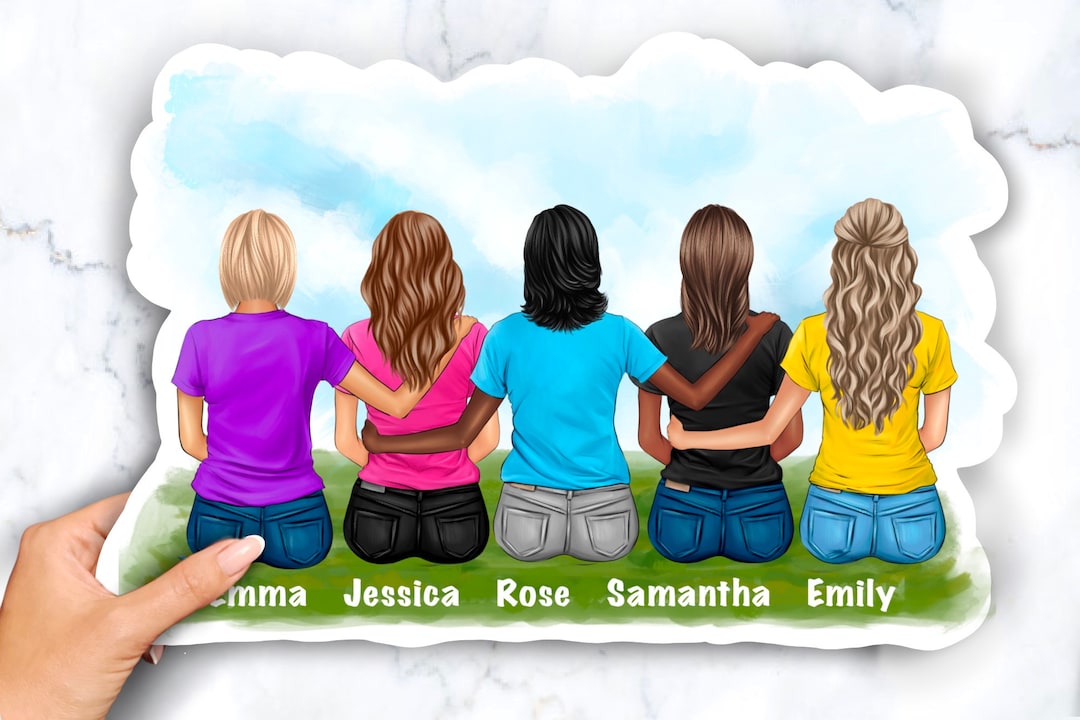 Best Friend Clipart, Best Friends Portrait, Personalized Illustration ...