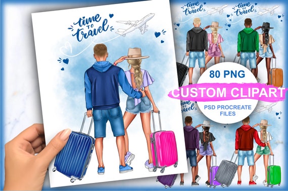 Travel Clipart Road Trip Clip Art Couple Clipart Digital - Etsy