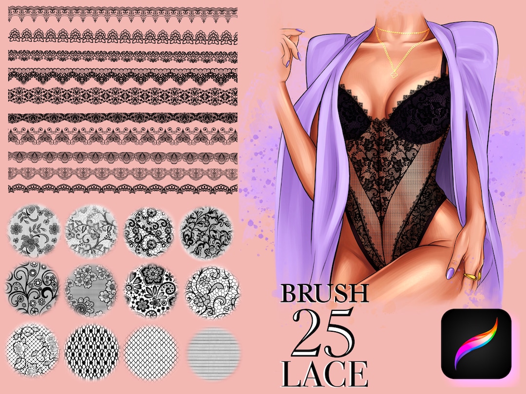 Procreate Lace Texture Brushes, Procreate Fabric, Procreate Lace Brush, Lace Brushes Set, Tulle ...