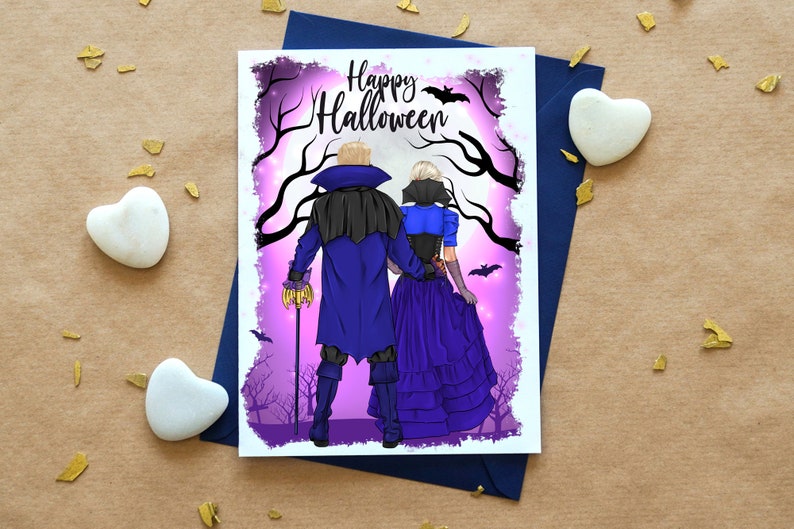 Halloween Couple Clipart, Best Friends Portrait, Personalized ...