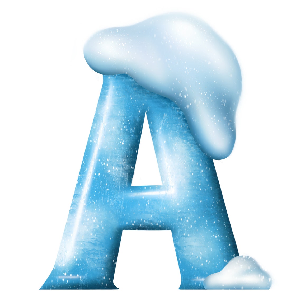 Frozen font ice alphabet clipart winter blue letters with | Etsy