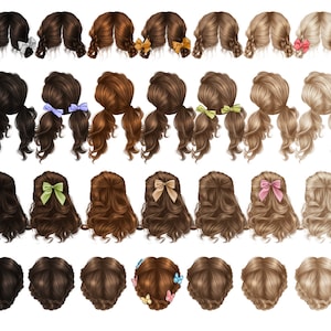 Hair Clipart, Hair for Little Girls, Kids Hairstyles, 181 PNG File With ...