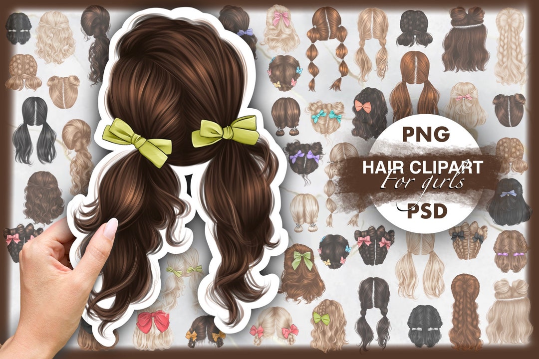 Hair Clipart, Hair for Little Girls, Kids Hairstyles, 181 PNG File With ...