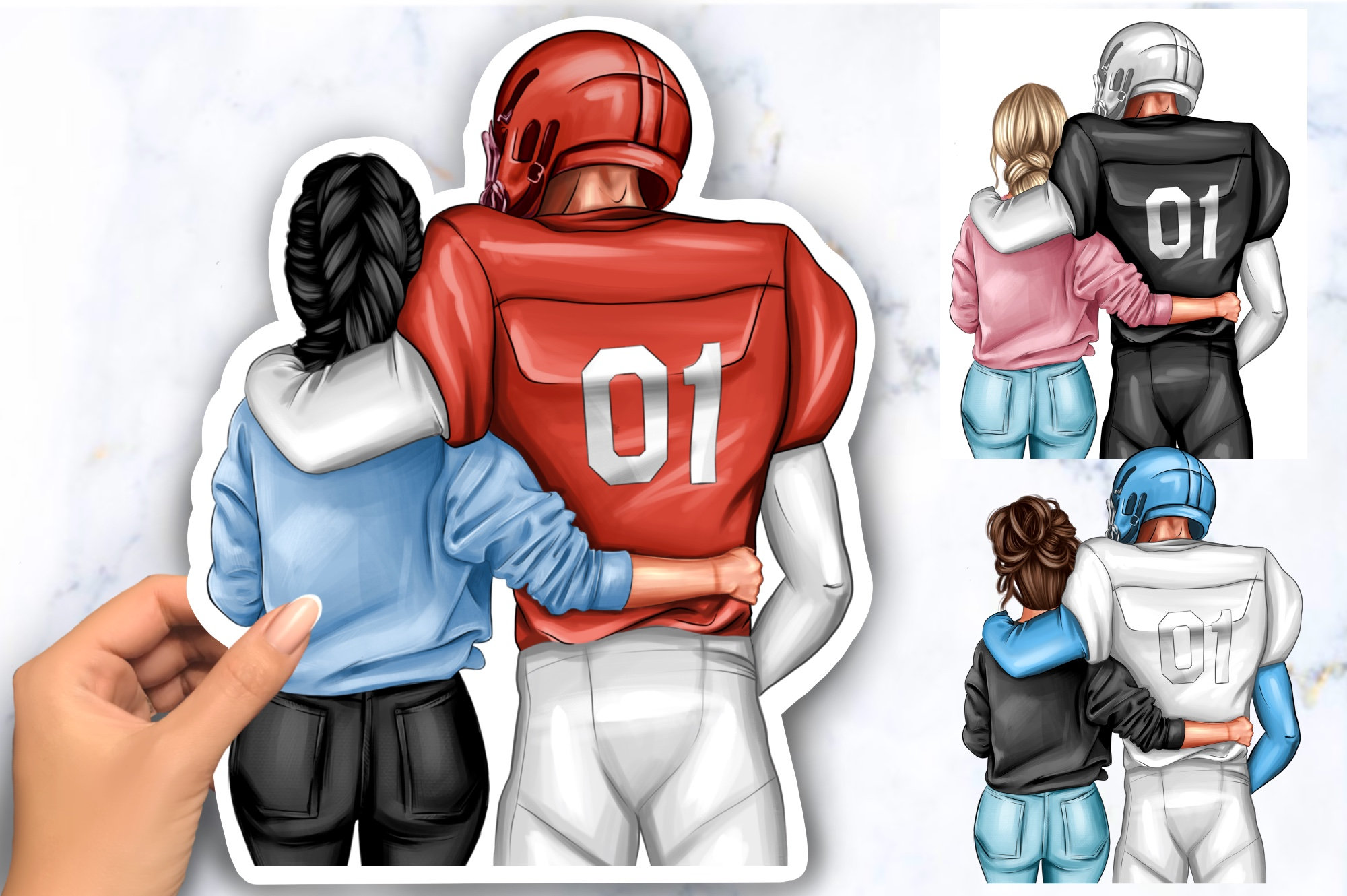 Couple Clipart, American Football, Best Friend Clipart, Personalized ...