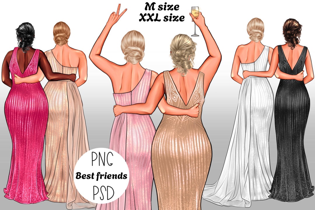 Best Friend Clipart, Best Friends Portrait, Personalized Illustration ...