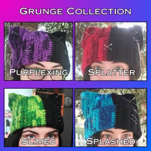 Original Punk Cat Hat | Crochet Beanie With Rings, Chains, & Safety ...