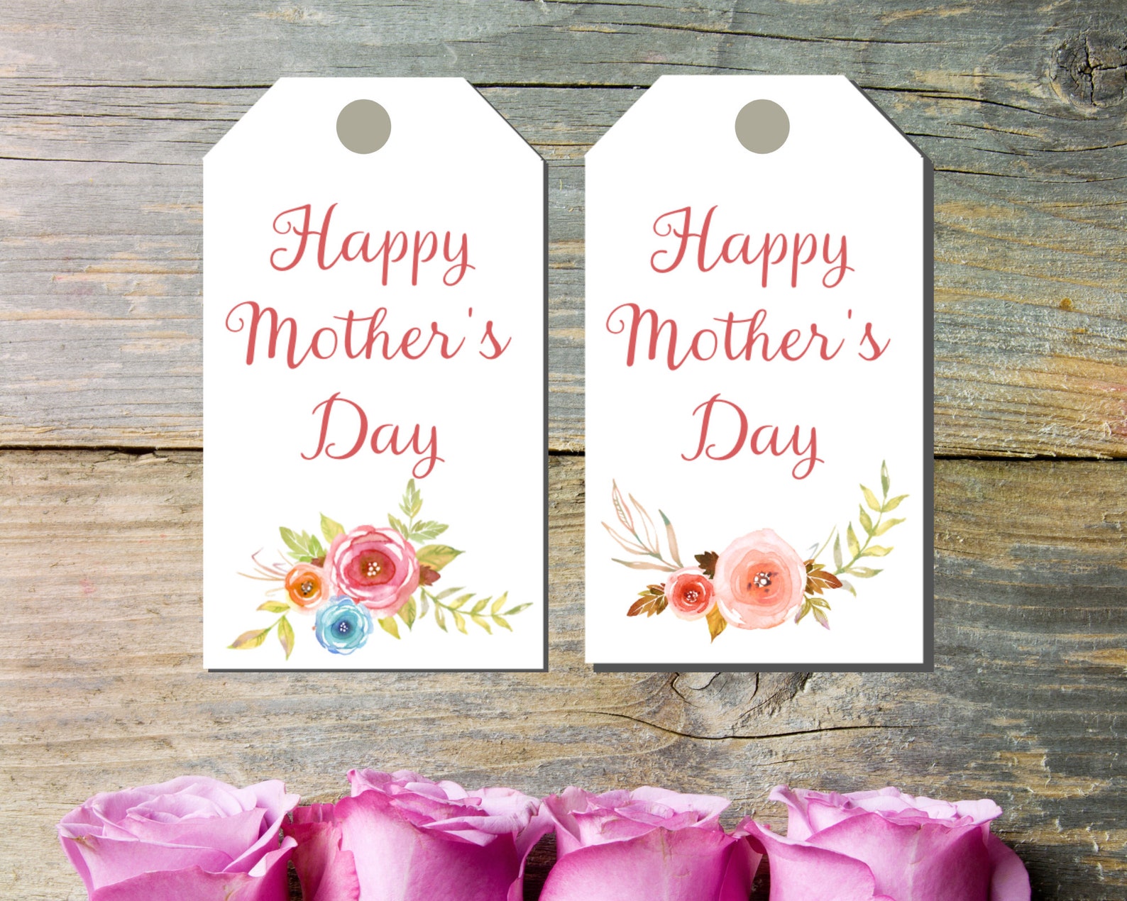 Happy Mother's Day Printable Gift Tags Floral Watercolor - Set of 6 ...