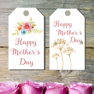 Happy Mother's Day Printable Gift Tags Floral Watercolor - Set of 6 ...