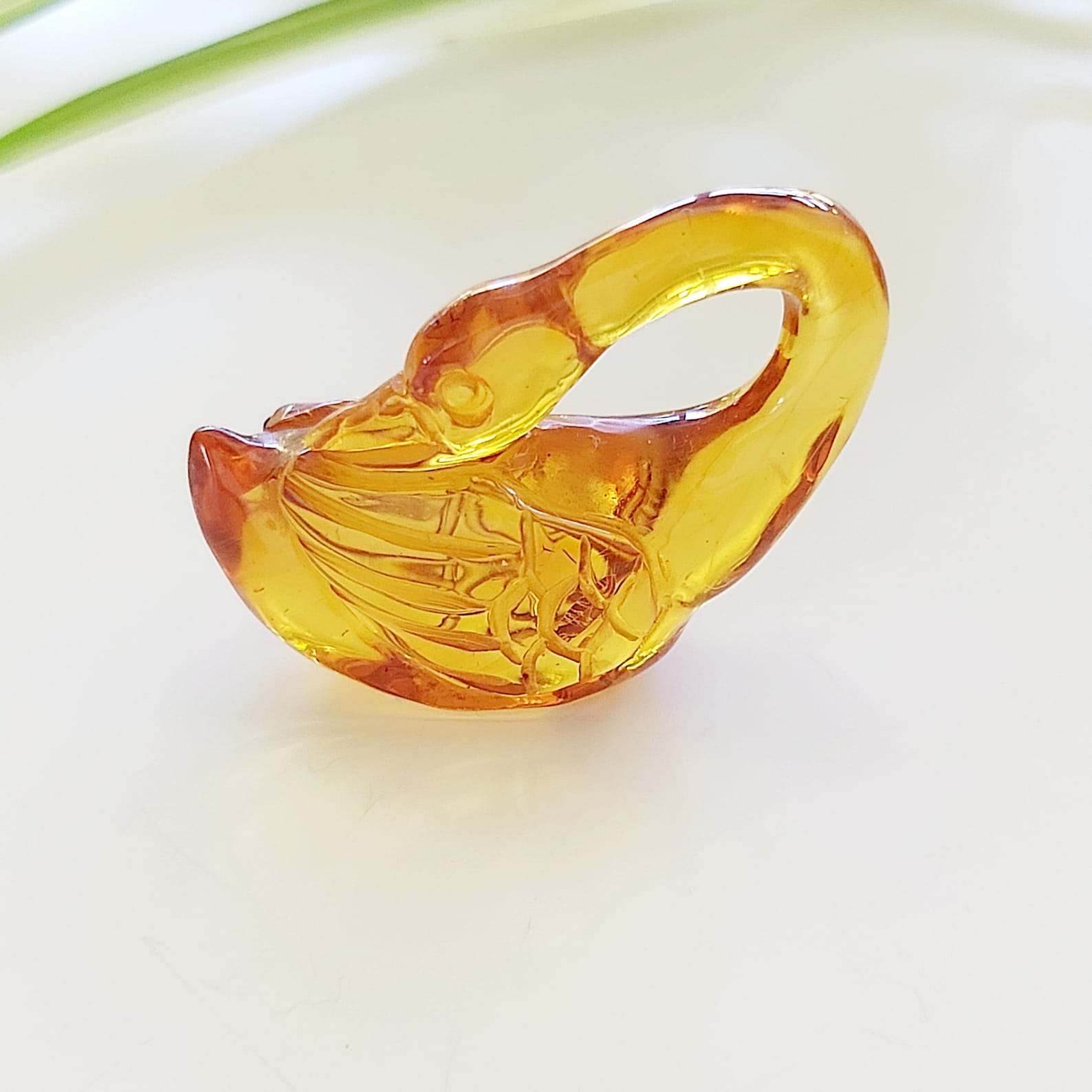 Baltic Amber swan figurine/ Hand carved Amber swan miniature/ | Etsy