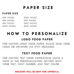 Personalized Food Wrap Paper, Custom Logo Food Safe Paper, Branded Food ...