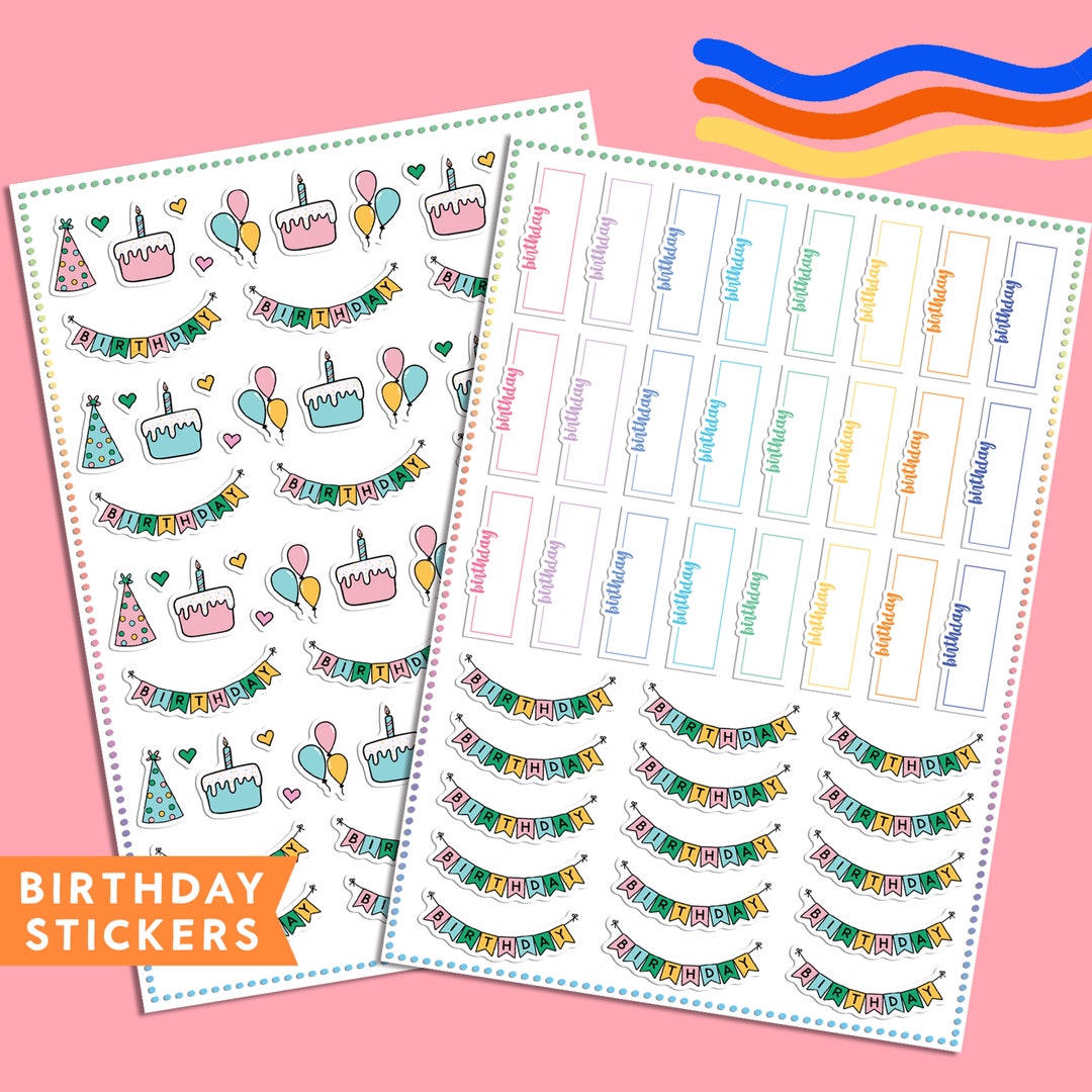 BIRTHDAY Planner Stickers, Birthday Stickers, Journal Stickers, Bullet ...