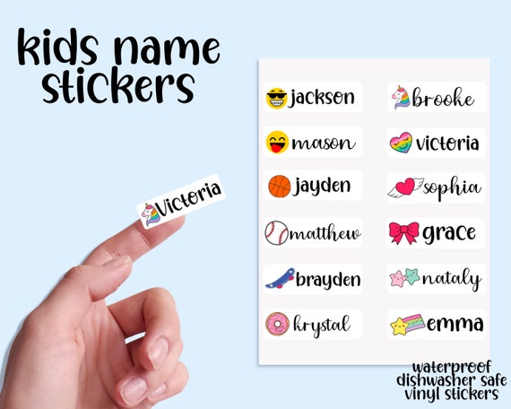 Kids Name Stickers Kids Name Labels Daycare Name Labels | Etsy