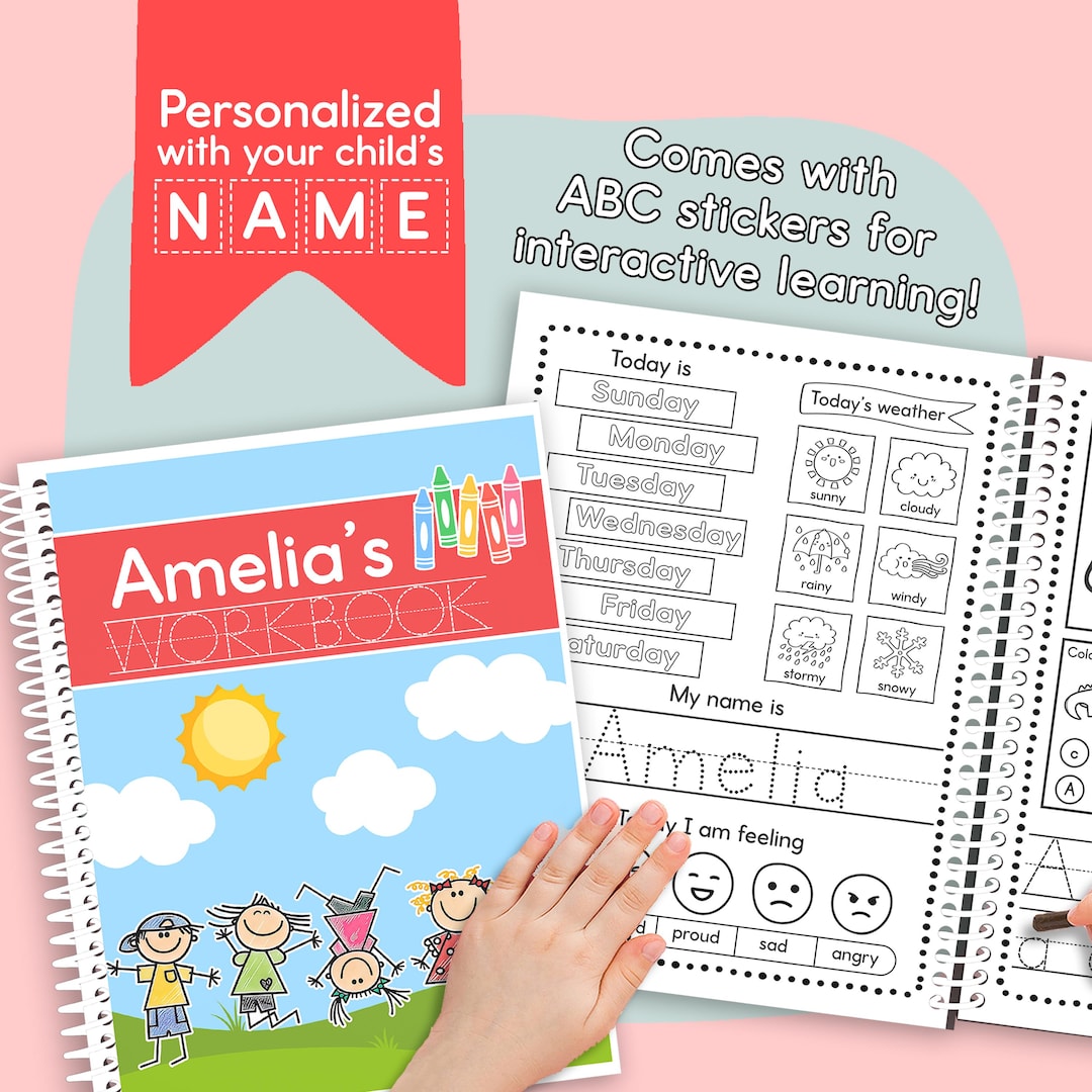 Personalized Kids Workbook, Preschool Activity Book, Personalized Kids ...