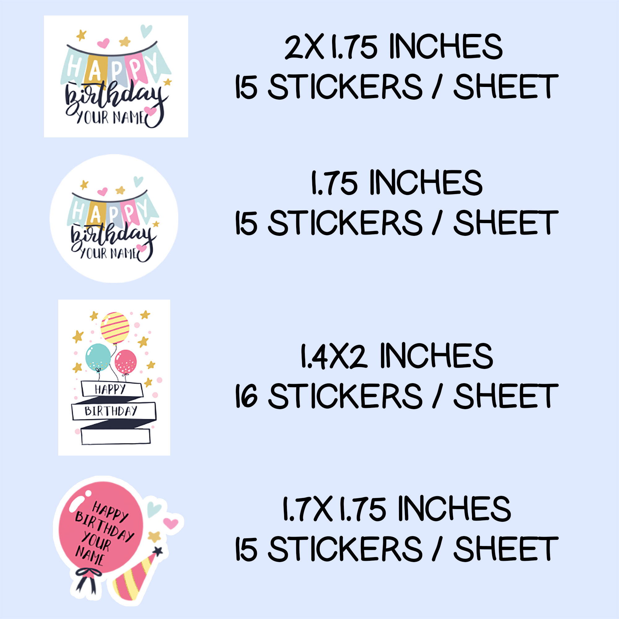 CUSTOM Birthday Stickers Party Favor Stickers Custom | Etsy