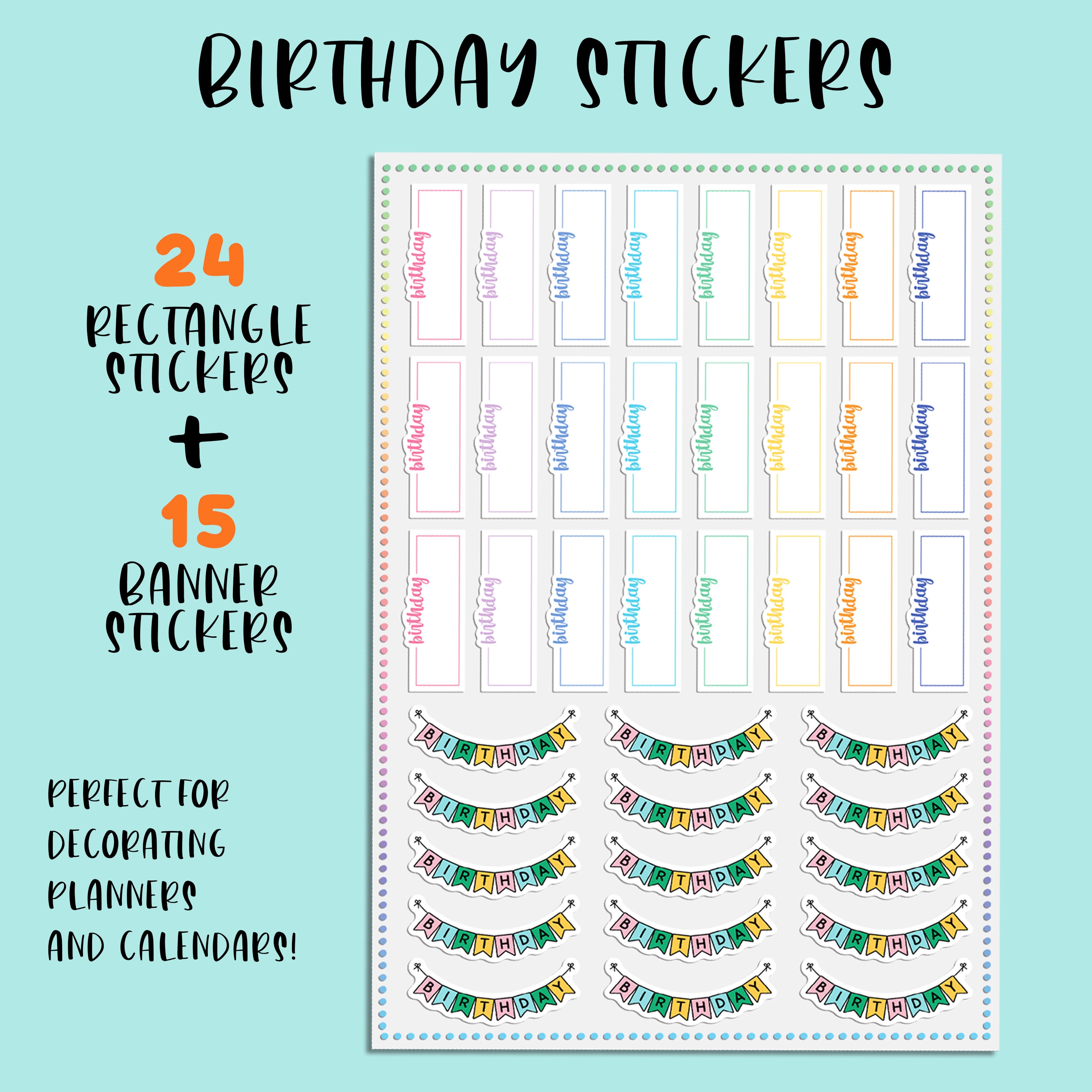 BIRTHDAY Planner Stickers, Birthday Stickers, Journal Stickers, Bullet ...