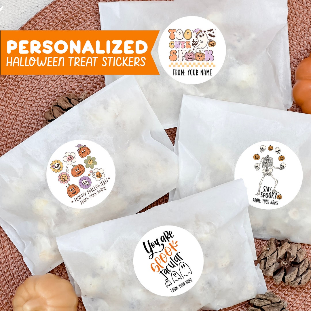 PERSONALIZED Halloween Stickers, Halloween Party Favor Stickers, Custom ...