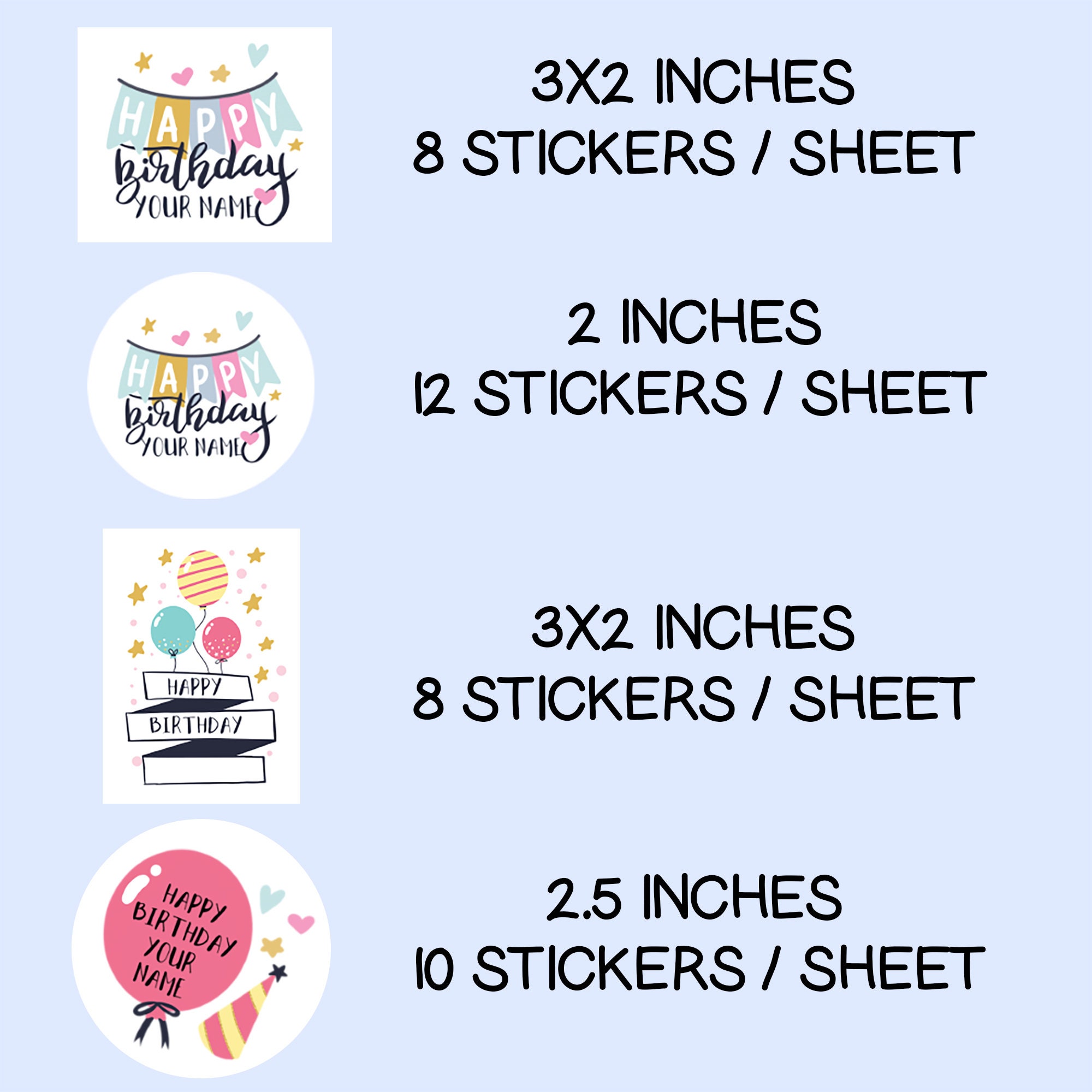 CUSTOM Birthday Stickers Party Favor Stickers Custom - Etsy
