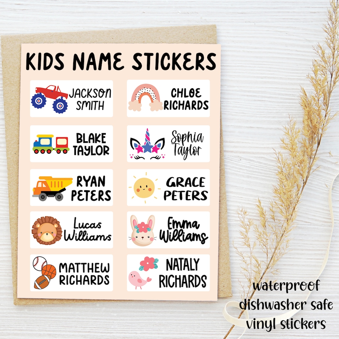 Kids Name Stickers and Iron on Labels Daycare Name Labels - Etsy België