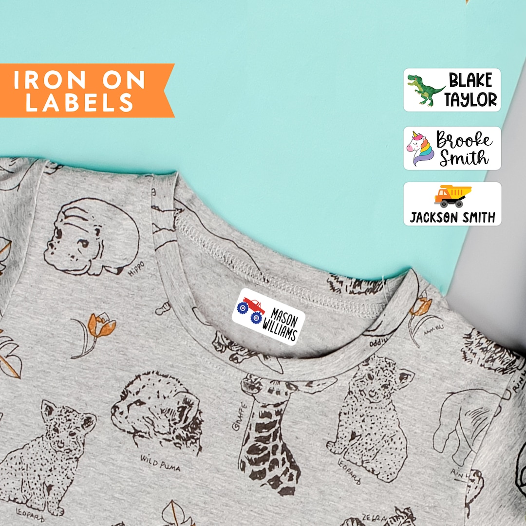 Kids Name Iron on Labels, Daycare Name Labels, Preschool Name Labels ...