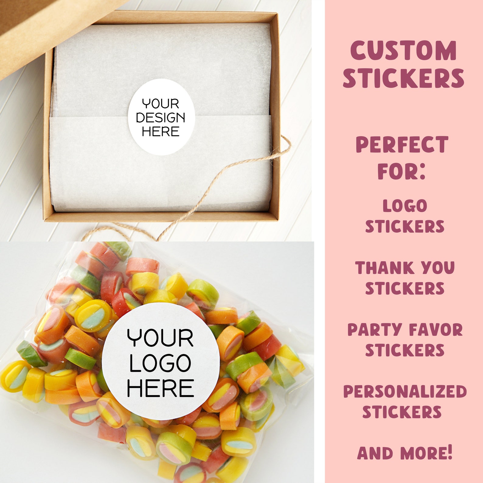 Custom Labels on a Roll Personalized Stickers Your Logo - Etsy